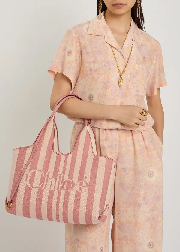 Chloé East-west Canvas Tote Bag - Pink