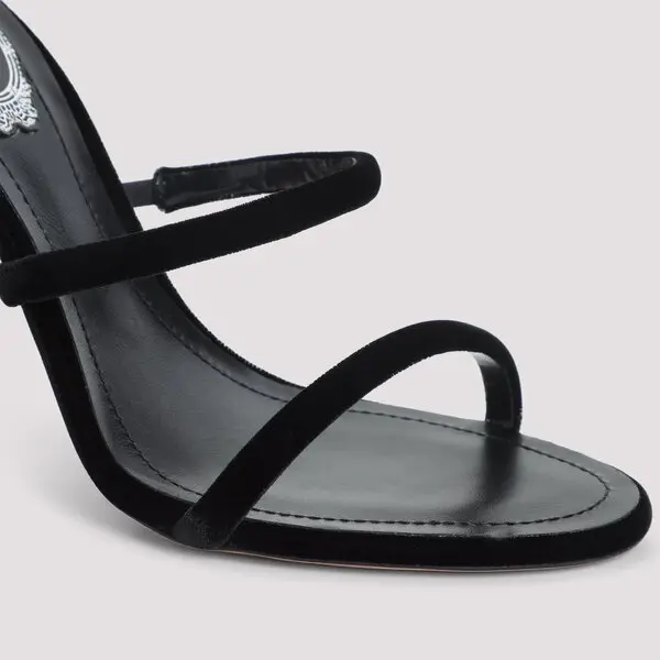 Rene Caovilla Velvet Snake Ankle Strap Sandals