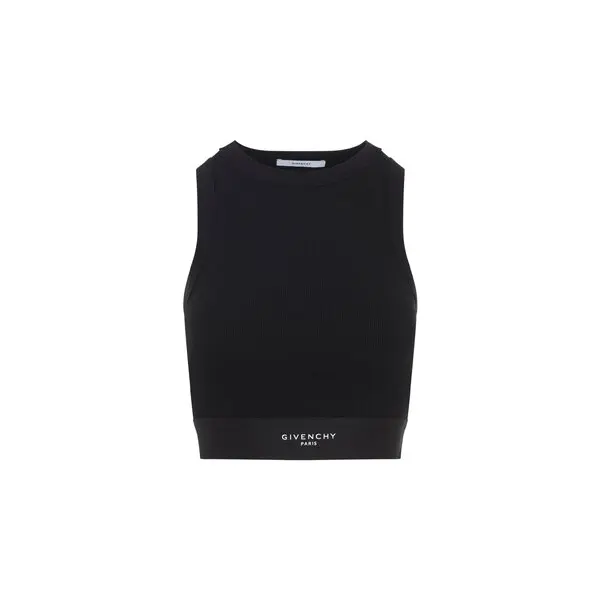 Givenchy Cotton Ribbed Cropped Top - Black
