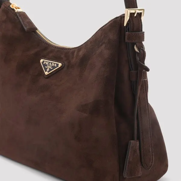 Prada Suede Shoulder Bag - Brown