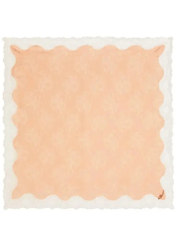 Chloé Romantic Lace-trimmed Silk-jacquard Scarf - Pink
