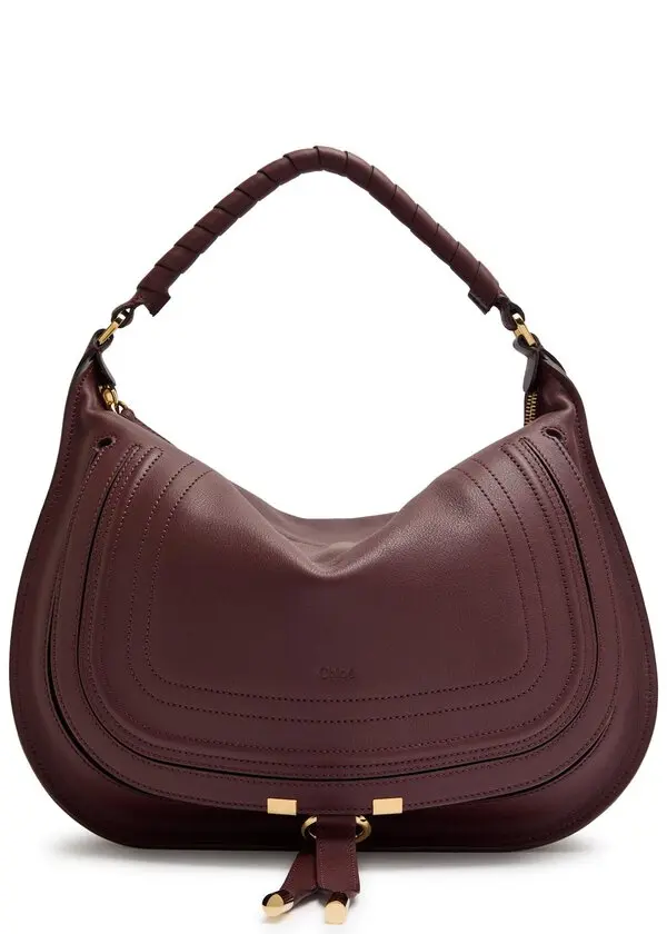 Chloé Marcie Medium Leather Shoulder Bag - Dark Purple