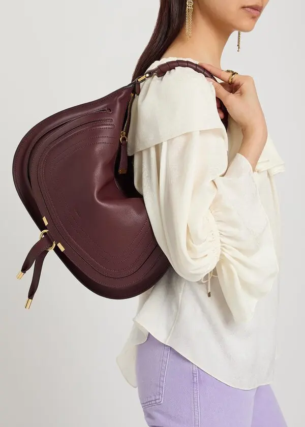 Chloé Marcie Medium Leather Shoulder Bag - Dark Purple