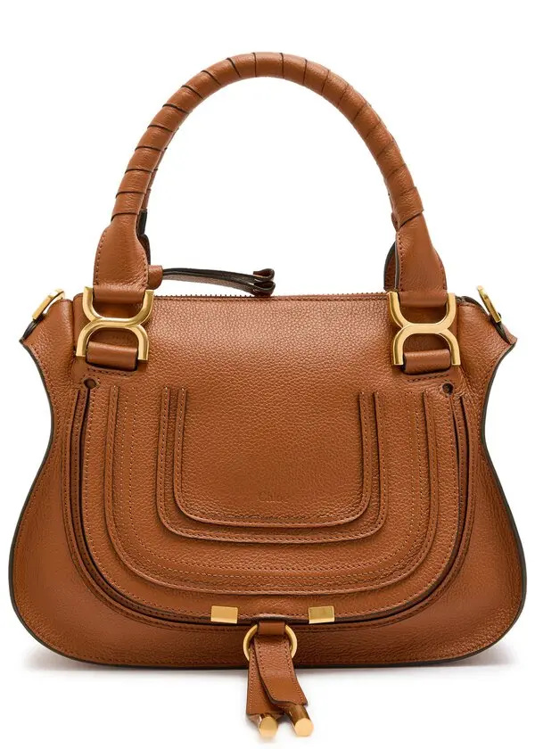 Chloé Marcie Small Grained Leather Shoulder Bag - Tan