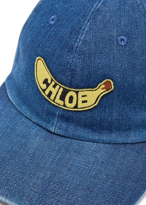 Chloé Baseball Cap With Banana Appliqu - Denim