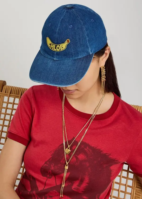 Chloé Baseball Cap With Banana Appliqu - Denim