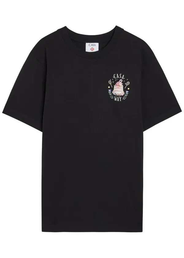 Casablanca Casaway Printed Cotton T-shirt - Black