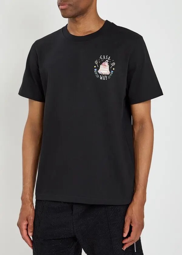 Casablanca Casaway Printed Cotton T-shirt - Black