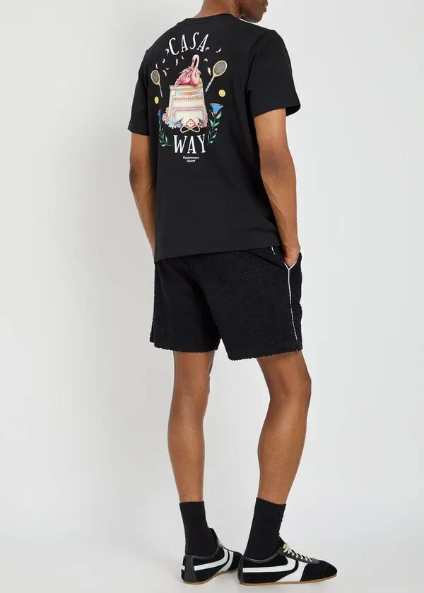 Casablanca Casaway Printed Cotton T-shirt - Black