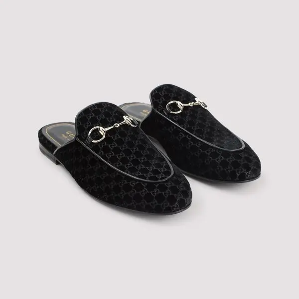 Gucci Princetown Gg Velvet Mules - Black
