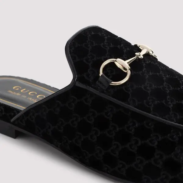 Gucci Princetown Gg Velvet Mules - Black