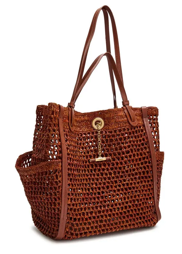 Chloé Logo Raffia Tote Bag - Brown