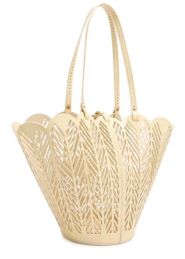 Chloé Soleil Patent Leather Basket Bag - White