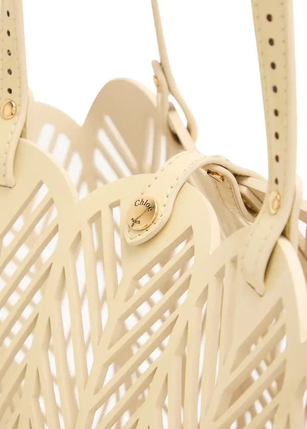 Chloé Soleil Patent Leather Basket Bag - White