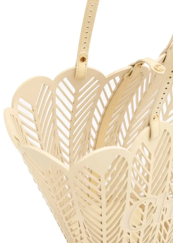 Chloé Soleil Patent Leather Basket Bag - White