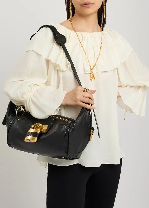 Chloé Paddington East-west Grained Leather Shoulder Bag - Black
