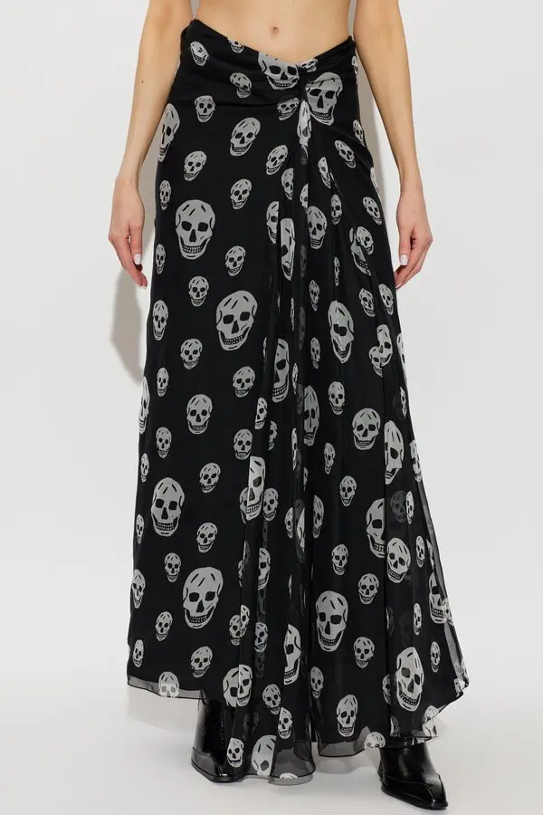 Alexander McQueen Silk Skirt With Monogram