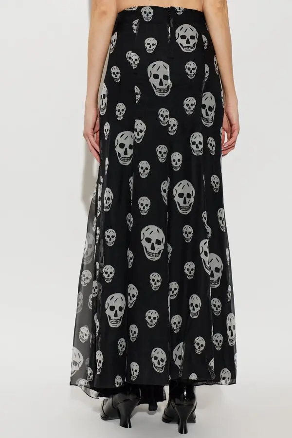 Alexander McQueen Silk Skirt With Monogram