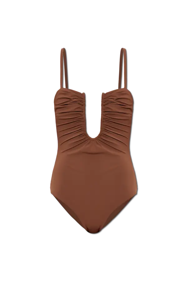 Christopher Esber Arced Ruched' One-piece Swimsuit - Brown