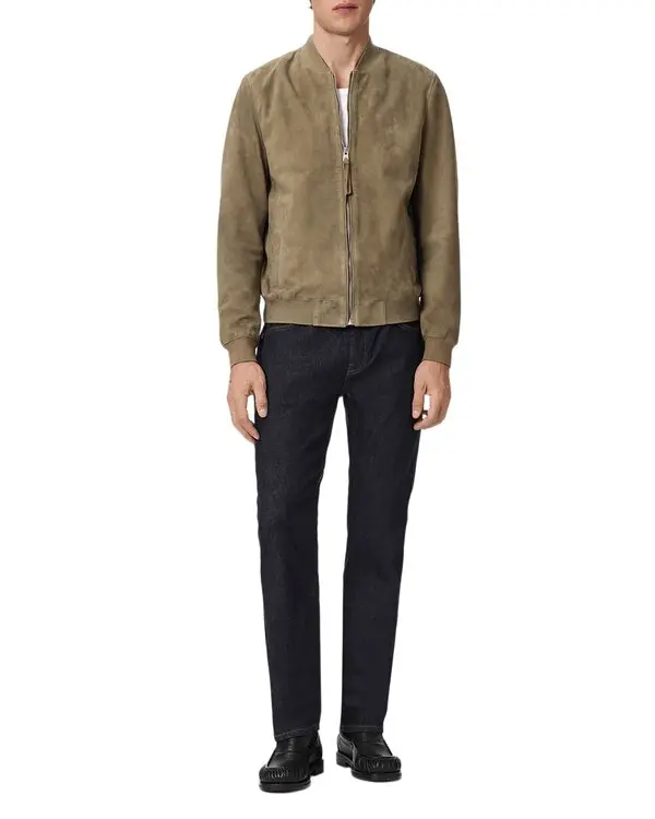 ALLSAINTS Morten Suede Bomber Jacket - Olive Green