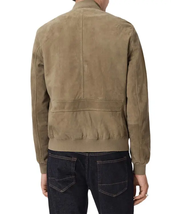 ALLSAINTS Morten Suede Bomber Jacket - Olive Green