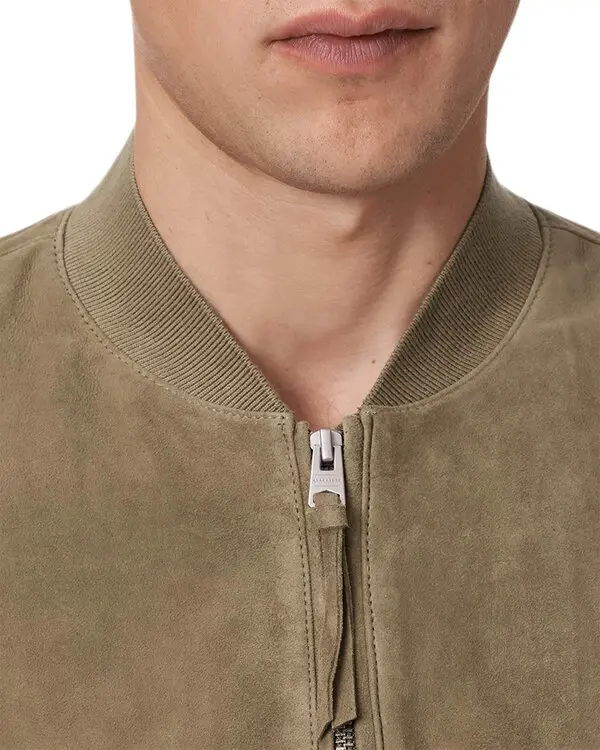 ALLSAINTS Morten Suede Bomber Jacket - Olive Green