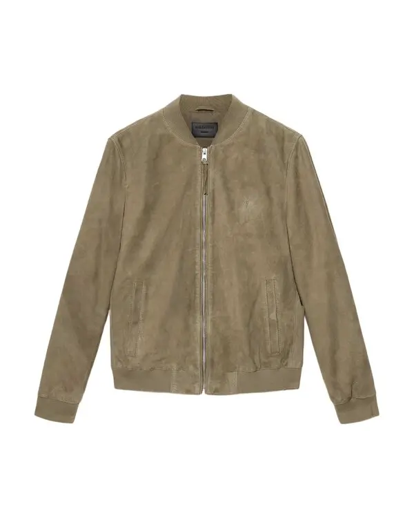 ALLSAINTS Morten Suede Bomber Jacket - Olive Green