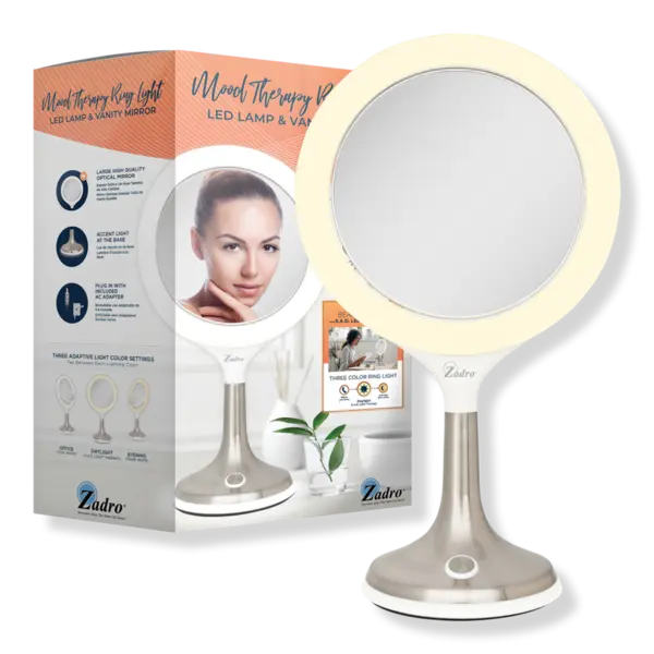 ZADRO Mood Therapy Light Makeup Mirror With 8x/1x, Touch Control - White