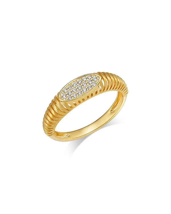 Bloomingdale'S Diamond Textured Pave Band In 14k Yellow 0.10 Tcw - Gold