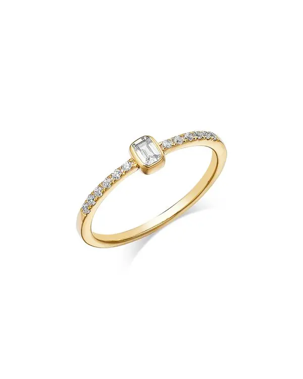 Bloomingdale'S Diamond Emerald Cut & Pave Stacking Ring In 14k Yellow 0.25 Tcw - Gold