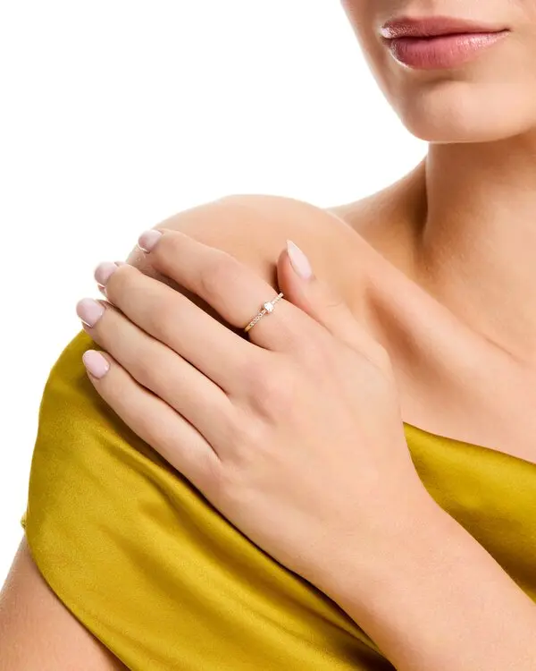 Bloomingdale'S Diamond Emerald Cut & Pave Stacking Ring In 14k Yellow 0.25 Tcw