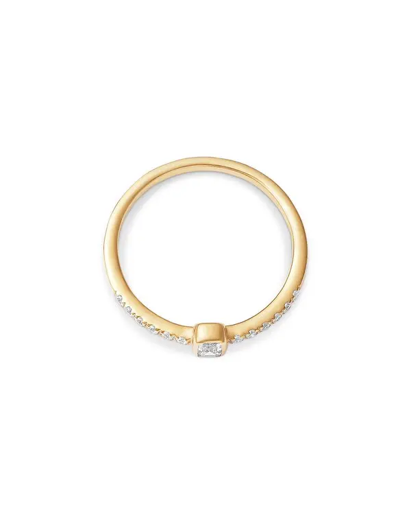 Bloomingdale'S Diamond Emerald Cut & Pave Stacking Ring In 14k Yellow 0.25 Tcw