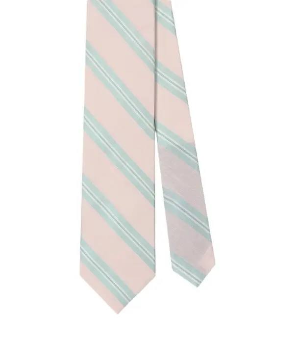 Robert Talbott Silk Linen Stripe Necktie - Pink