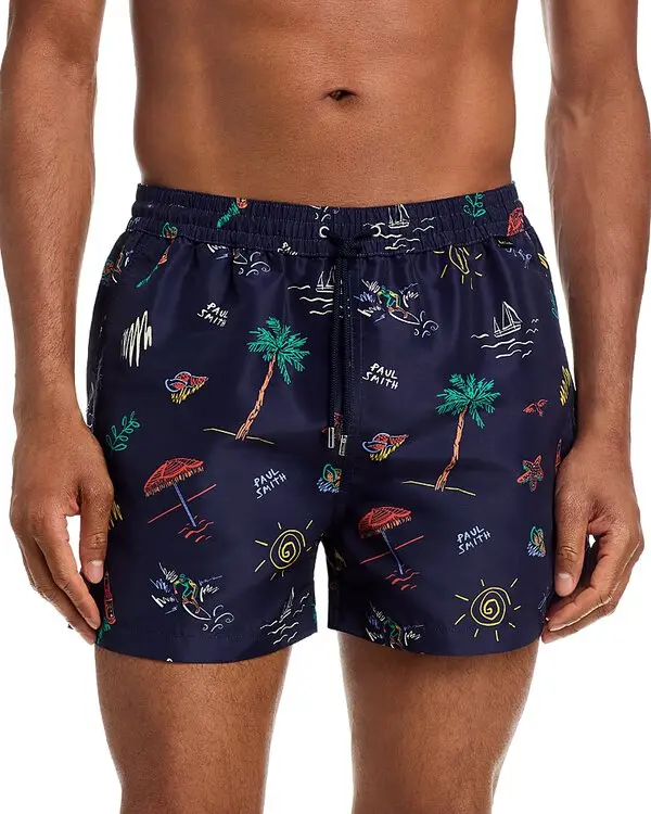 Paul Smith Beach Graphics 3.25 Swim Shorts - Navy