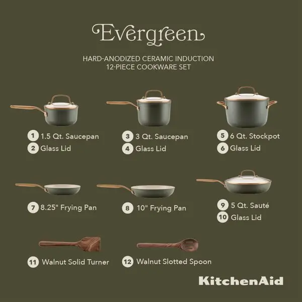 KITCHENAID Hard Anodized Ceramic Induction 12 Piece Cookware Set