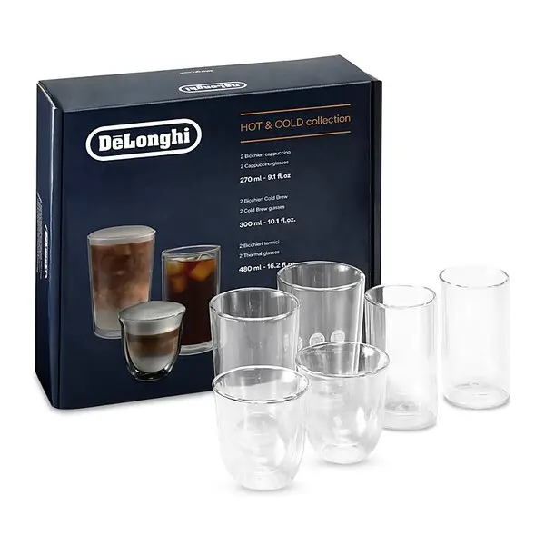 DE'LONGHI Hot & Cold Glassware Collection, Set Of 6 - Clear