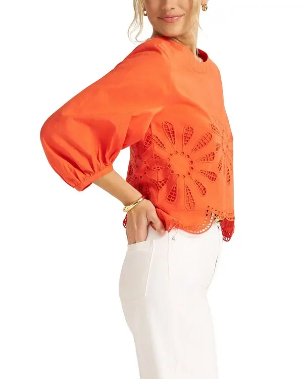 MATTY M Indie Bubble Sleeve Embroidery Blouse