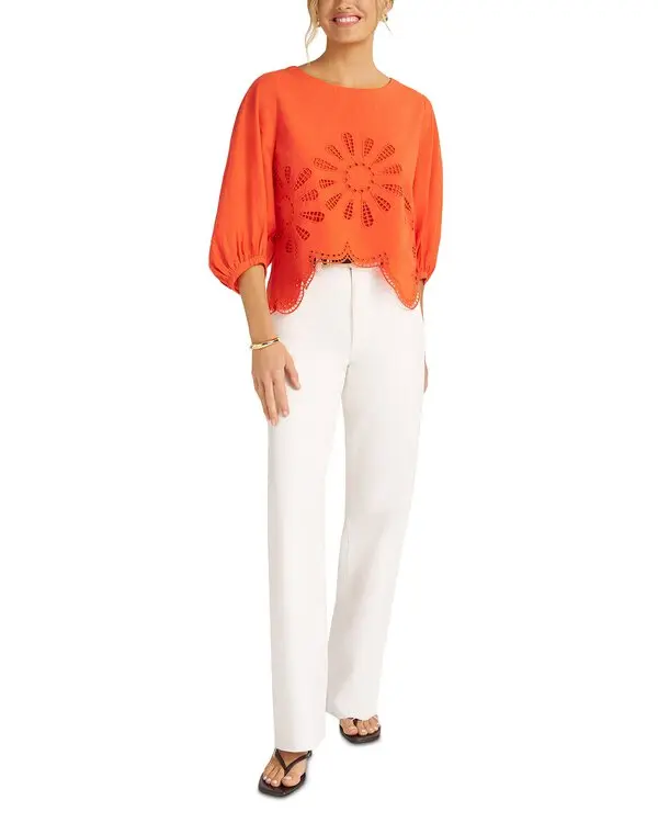 MATTY M Indie Bubble Sleeve Embroidery Blouse