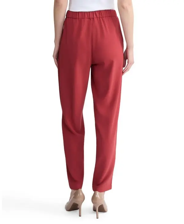 Misook Nora Straight Leg Crepe De Chine Pants - Russet