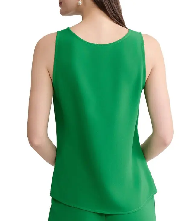 Misook Classic Crepe De Chine Tank Top - Clover Field
