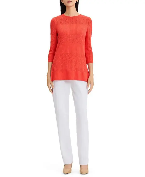Misook Classic Lined Pointelle Soft Knit Tunic