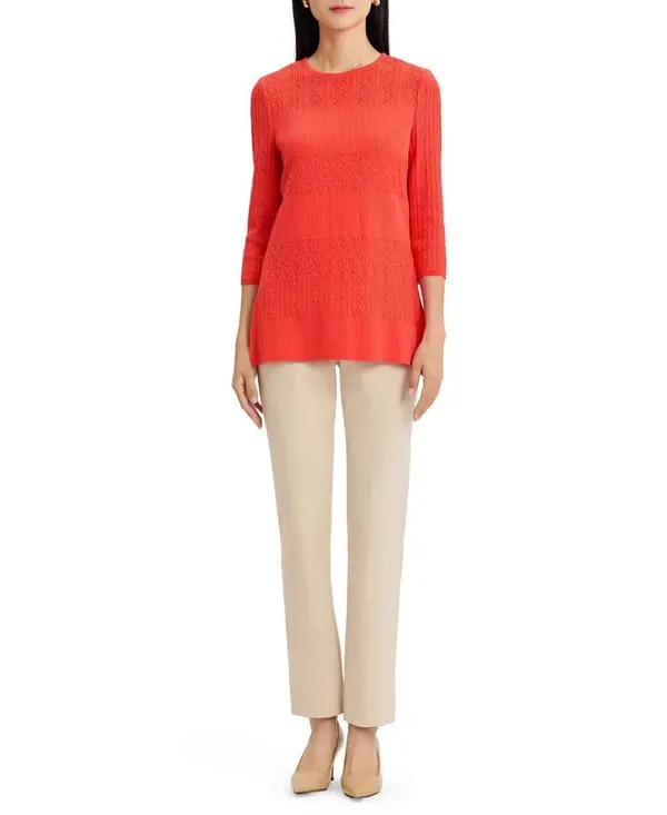 Misook Classic Lined Pointelle Soft Knit Tunic