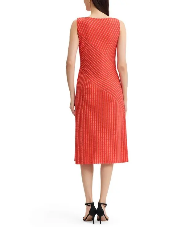 Misook Striped Lined Soft Knit Midi Dress