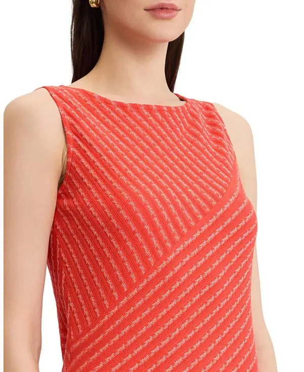 Misook Striped Lined Soft Knit Midi Dress