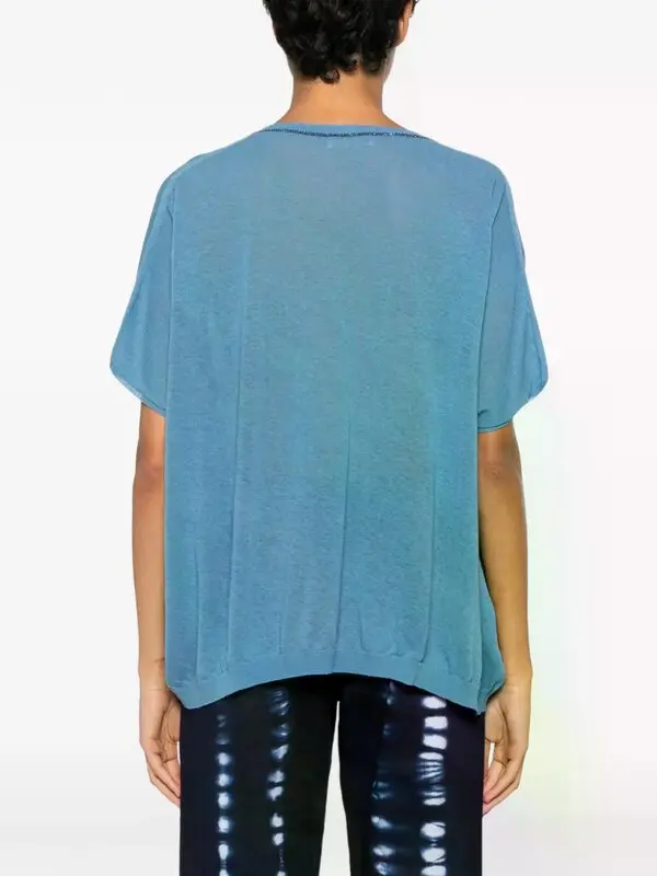 Momoni V-neck Fine-knit Sweater With Metallic Trim