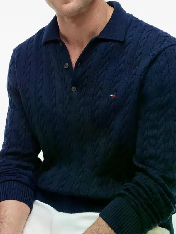 Tommy Hilfiger Cable Knit Polo Collar Sweater