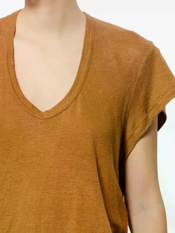 MARANT ETOILE Zankou Linen T-shirt - Brown