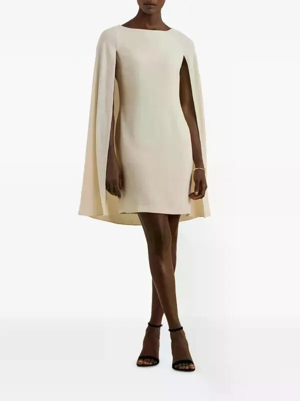 Ralph Lauren Cream Georgette Cape Overlay Mini Dress - Neutrals