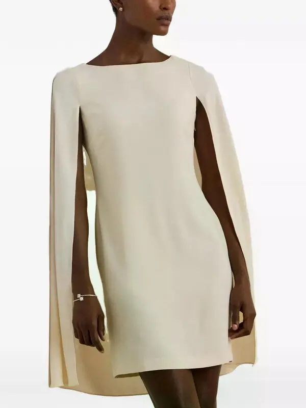 Ralph Lauren Cream Georgette Cape Overlay Mini Dress - Neutrals