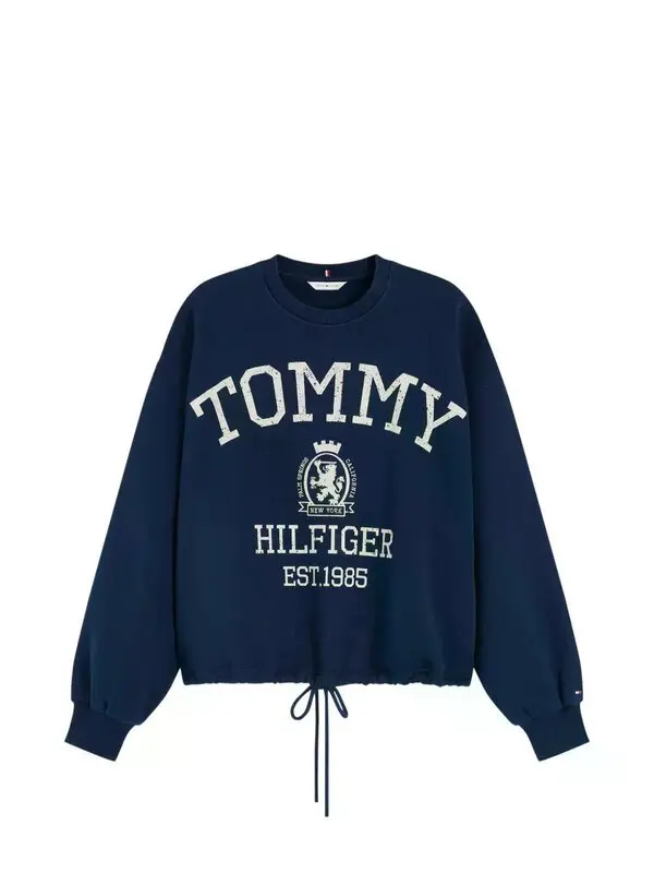 Tommy Hilfiger Crest Logo Drawstring Hem Sweater - Blue